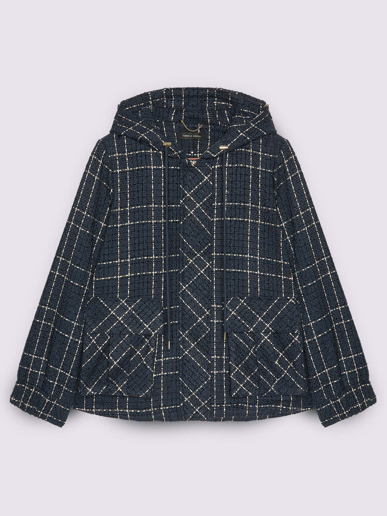 Checkered jacquard jacket with hood