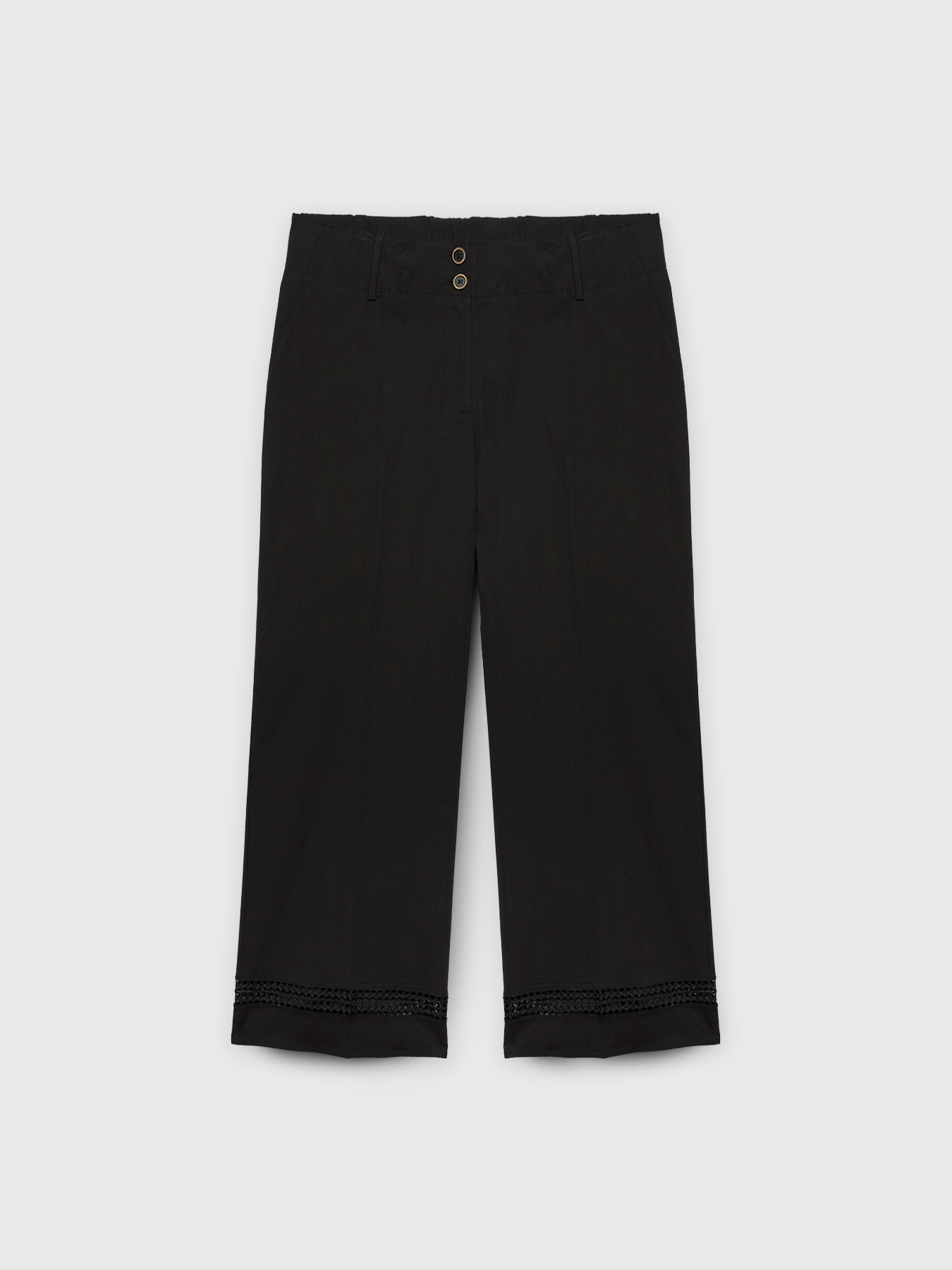 Pantaloni cropped con ricami al fondo